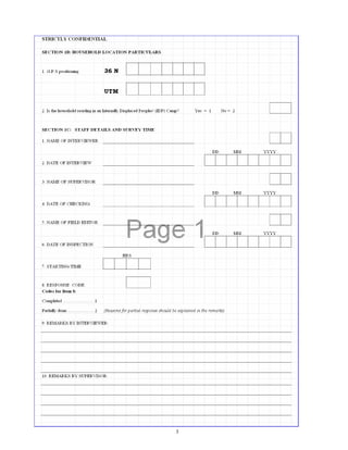Socioeconomic survey questionnaire sample | PDF