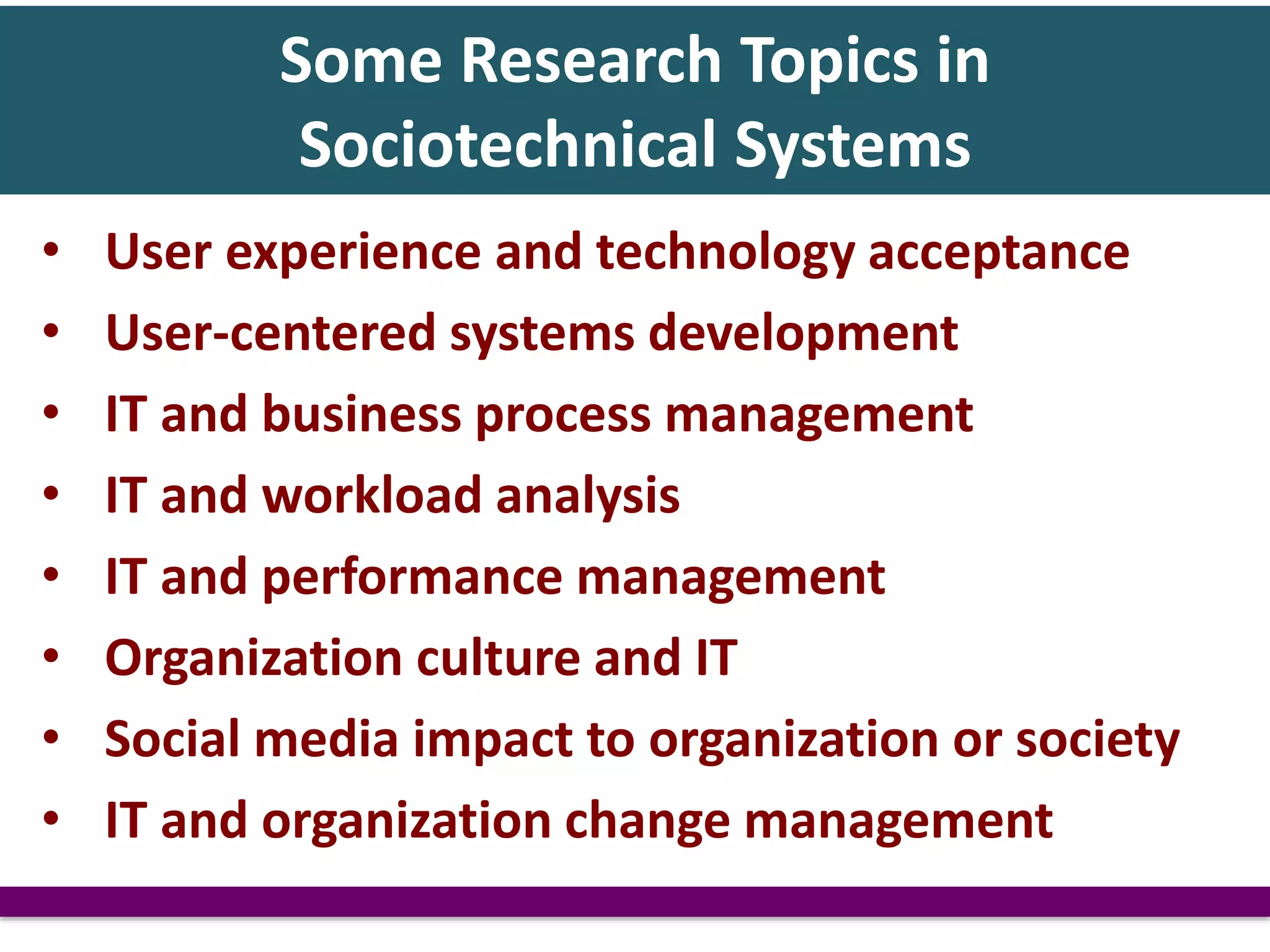 SOCIOTECHNICAL SYSTEMS IN INFORMATION TECHNOLOGY | PPT