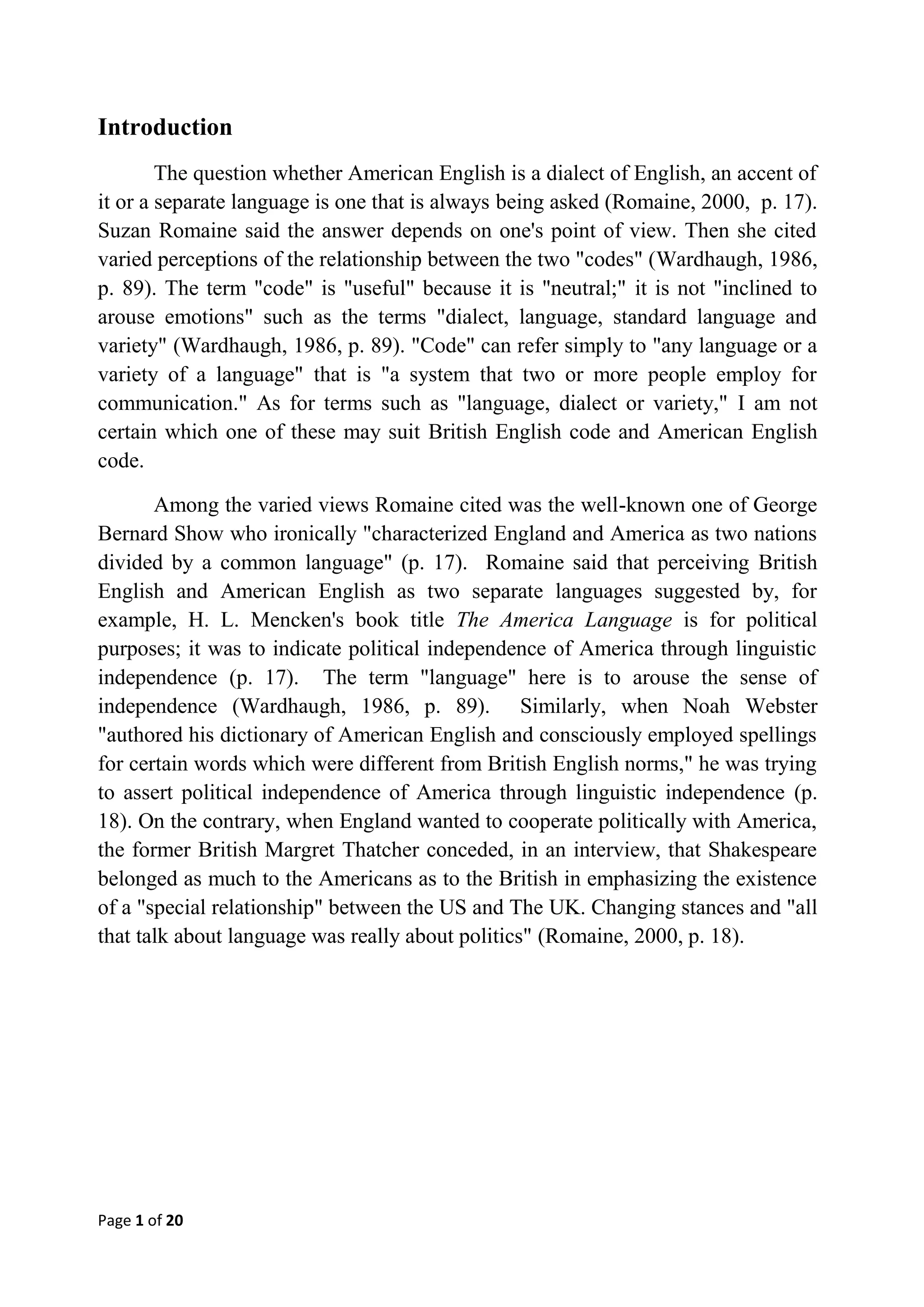 Sociolinguistics Paper: Br. vs. Am. English | PDF