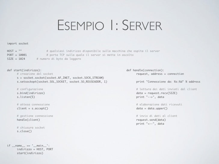Socket E Socketserver Il Framework Per I Server Internet In Python