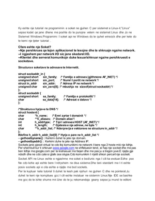 Programimi i Soketave Ne gjuhen C Shqip(Florian) | PDF