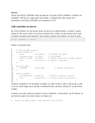 Programimi i Soketave Ne gjuhen C Shqip(Florian) | PDF