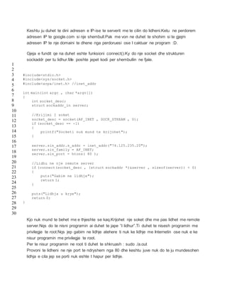 Programimi i Soketave Ne gjuhen C Shqip(Florian) | PDF