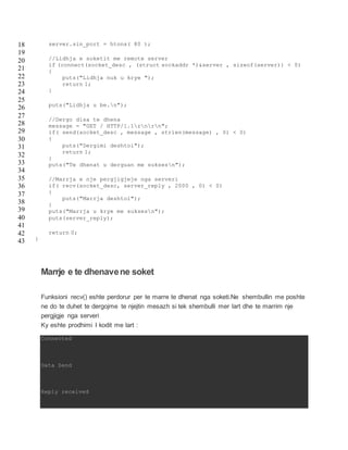 Programimi i Soketave Ne gjuhen C Shqip(Florian) | PDF