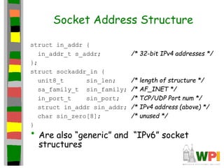 Introduction to sockets tcp ip protocol.ppt | Computer Networking | Computing