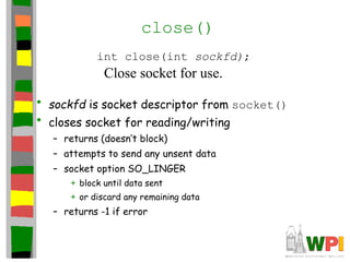 Introduction to sockets tcp ip protocol.ppt | Computer Networking | Computing