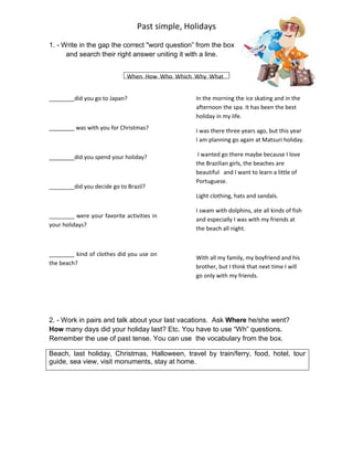 Socorro past simple holidays | DOCX