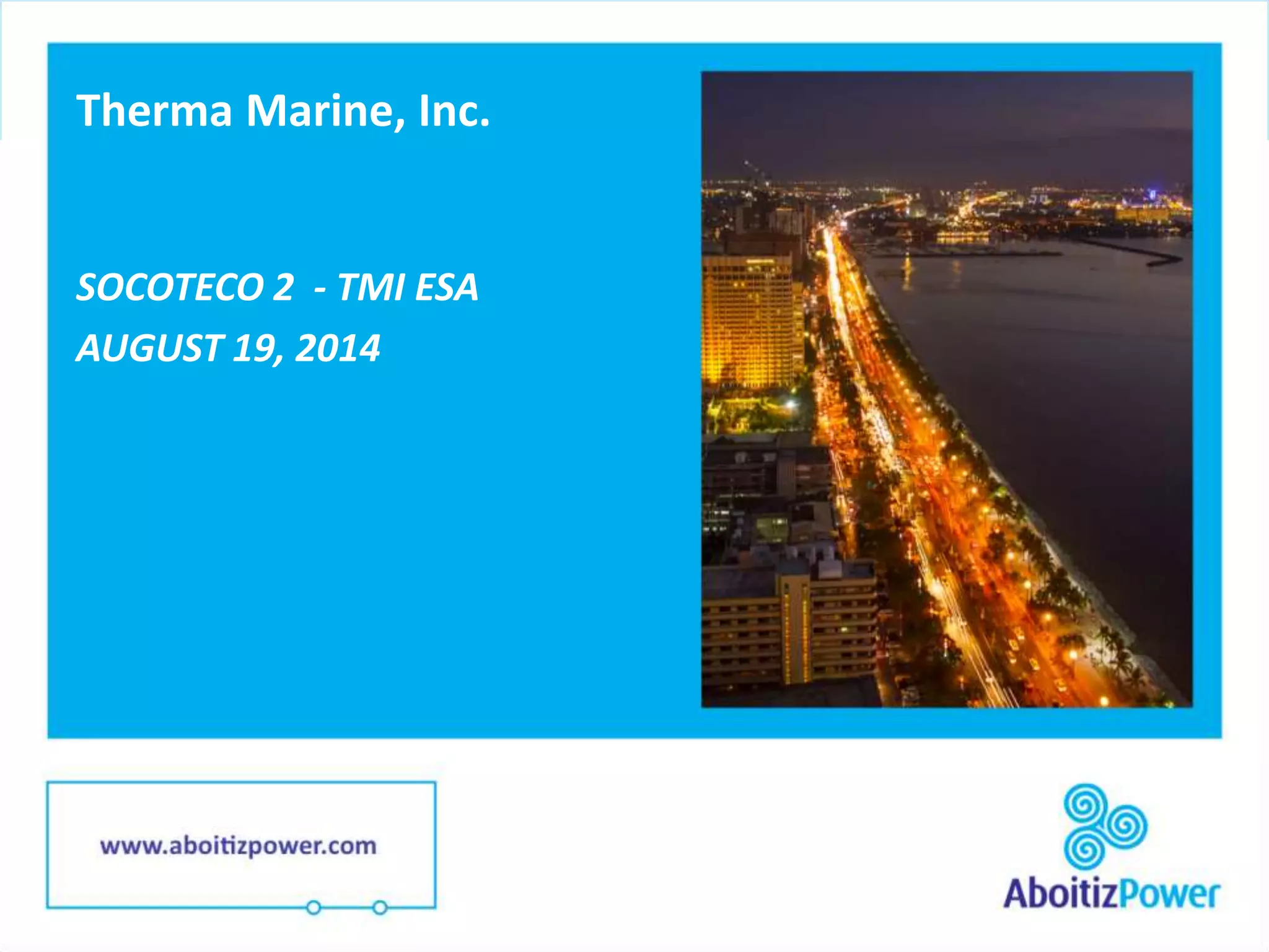 Socoteco 2 tmi presentation erc hearing_august 19, 2014 | PPTX