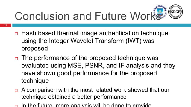 Integer Wavelet Transform for Thermal Image Authentication | PPT