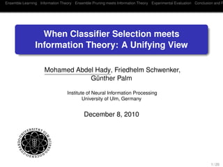 When Classifier Selection meets Information Theory: A Unifying View | PDF | Computer Software ...