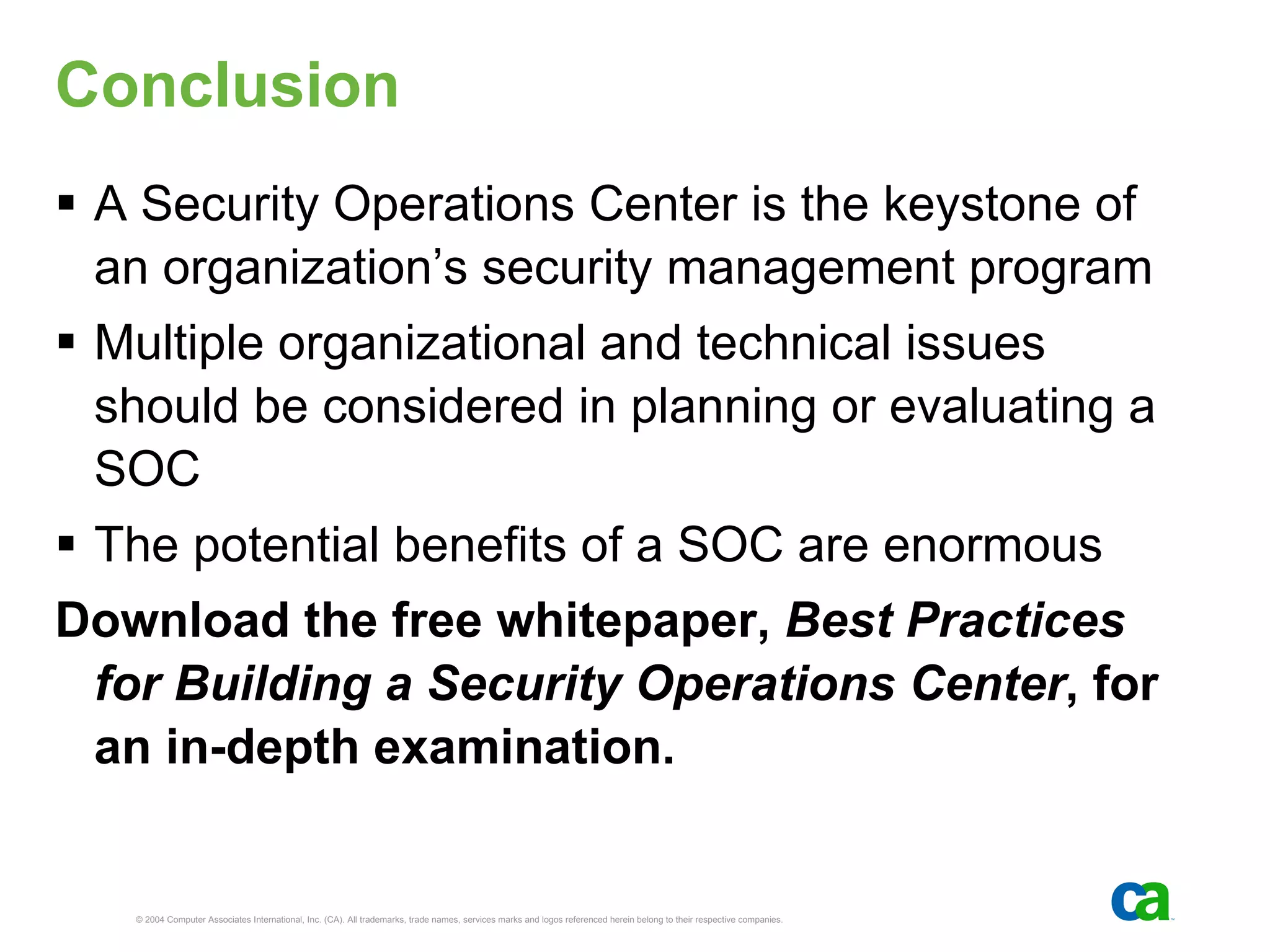 SOC presentation- Building a Security Operations Center | PPT