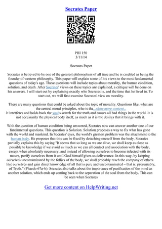 Socrates Essay | PDF