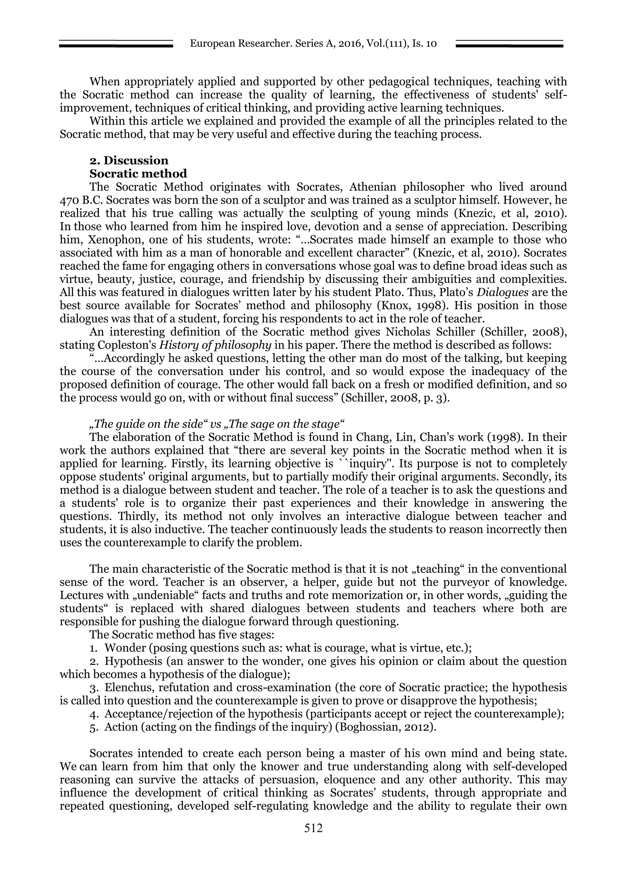 Socratic approach of teaching | PDF