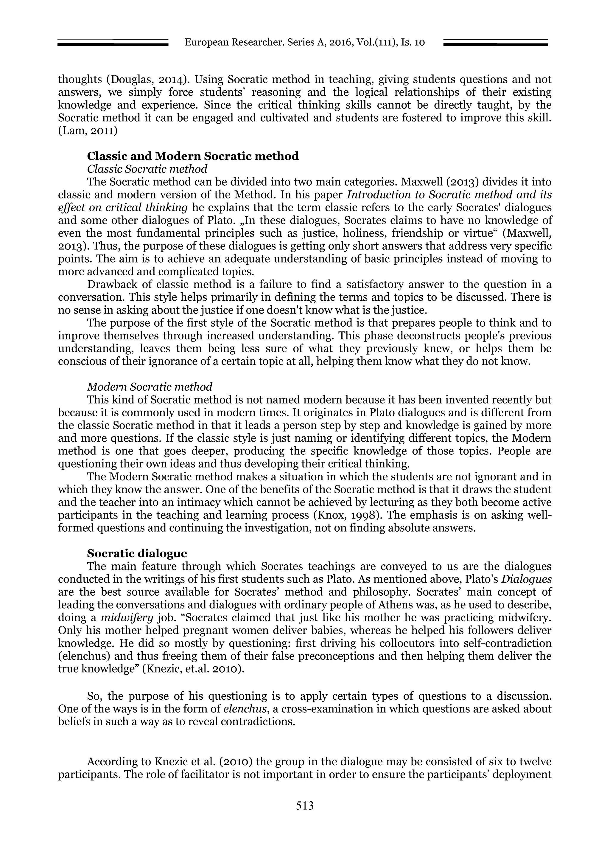 Socratic approach of teaching | PDF