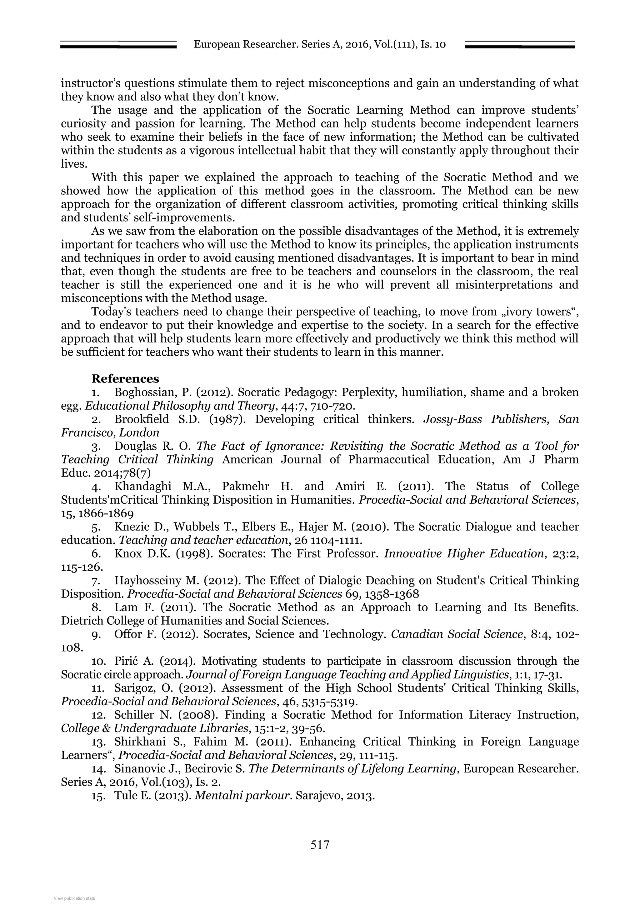 Socratic approach of teaching | PDF