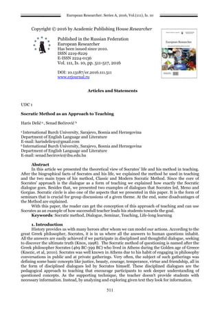 Socratic approach of teaching | PDF