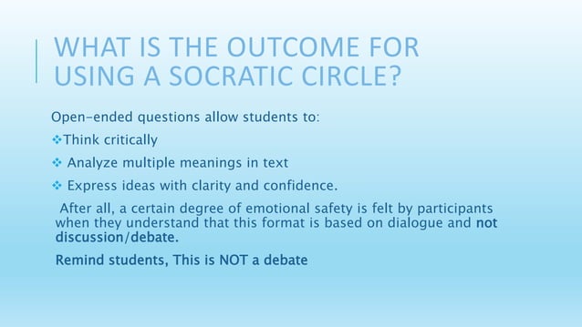 Socratic circle learning style pp | PPTX