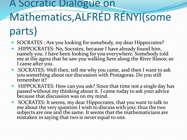 Socratic dialogue on mathematics | PPTX