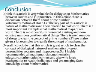 Socratic dialogue on mathematics | PPTX