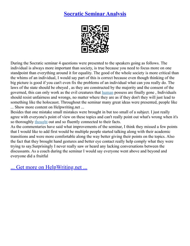 Socratic Seminar Analysis | PDF