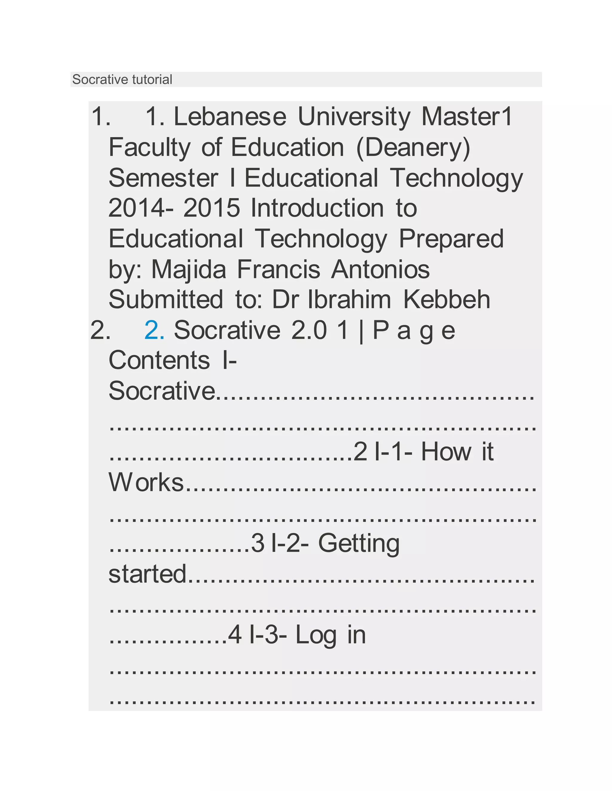 Socrative tutorial new | PDF