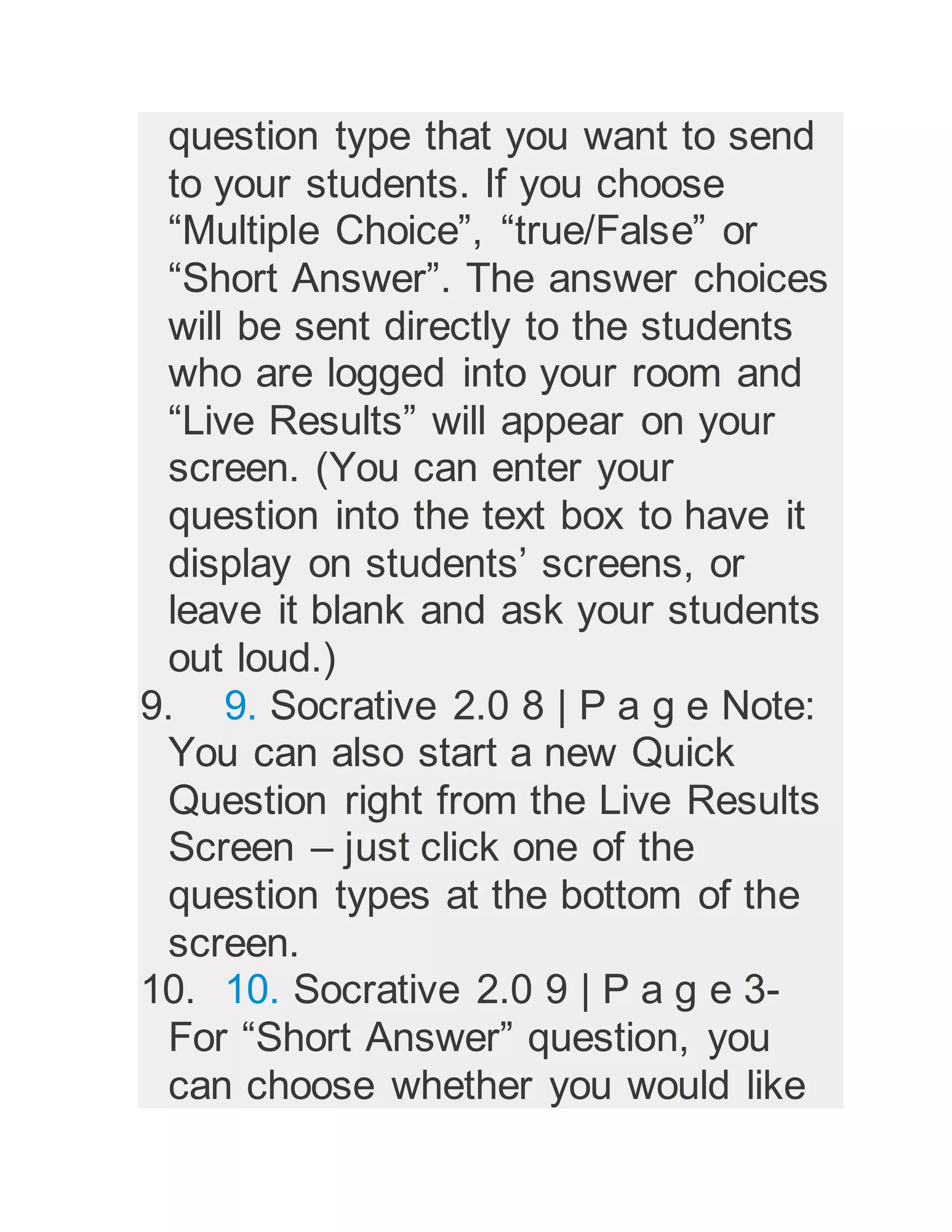 Socrative tutorial new | PDF