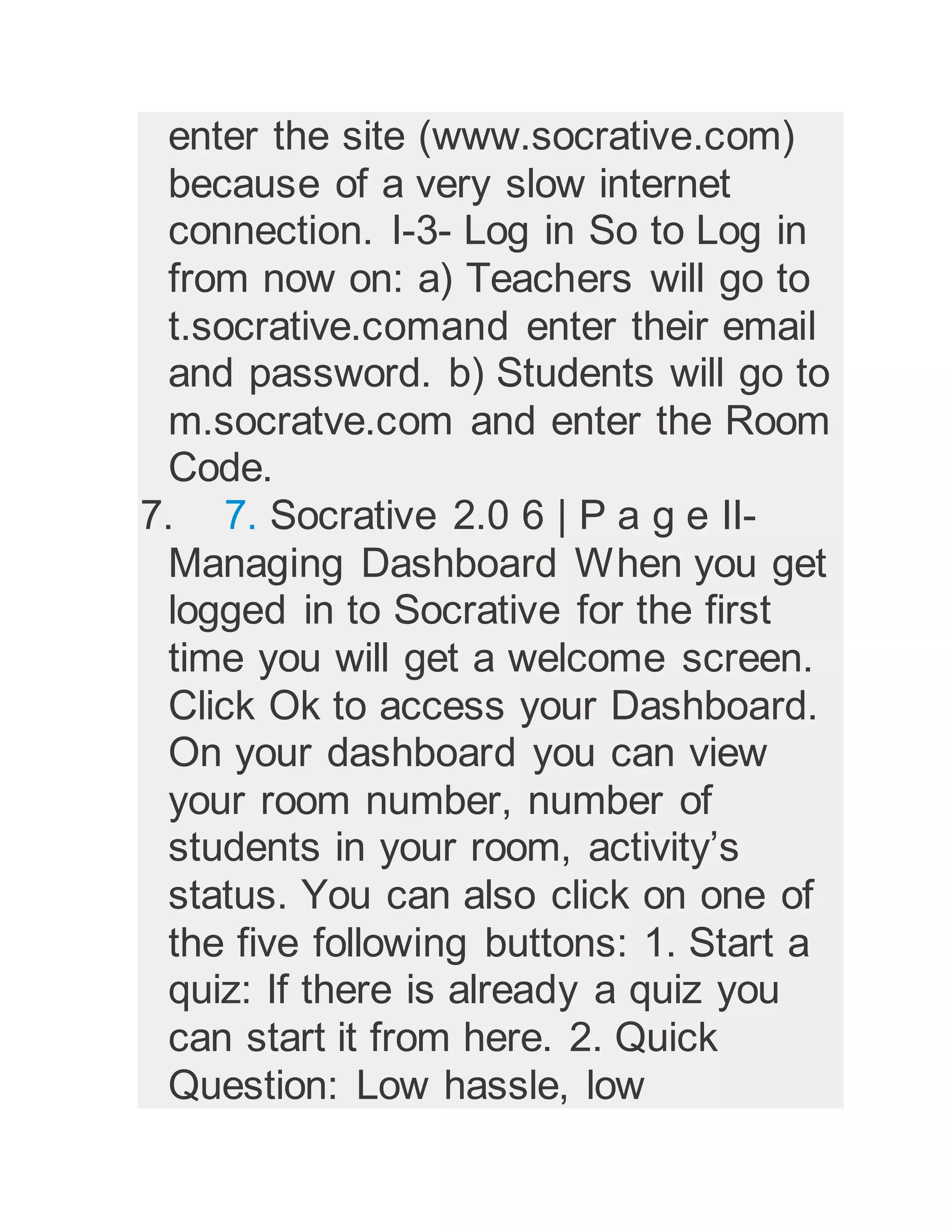 Socrative tutorial new | PDF