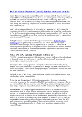 SOC Service in India.pdf | IT and Internet Support | Internet