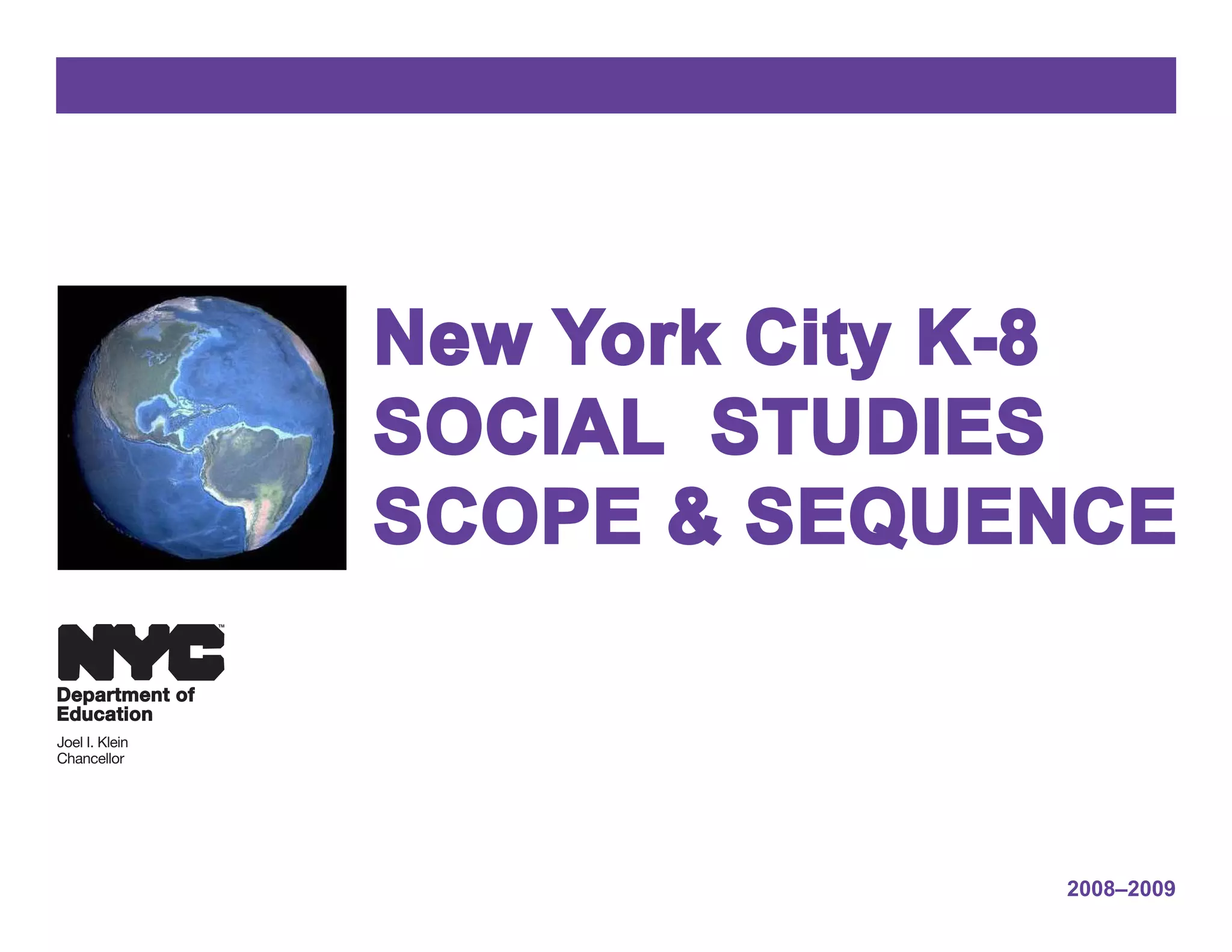 NYC Social Studies Scope and Sequence K-8 | PDF