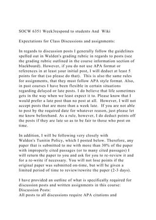 SOCW 6351 Week3respond to students And WikiExpectations for C.docx