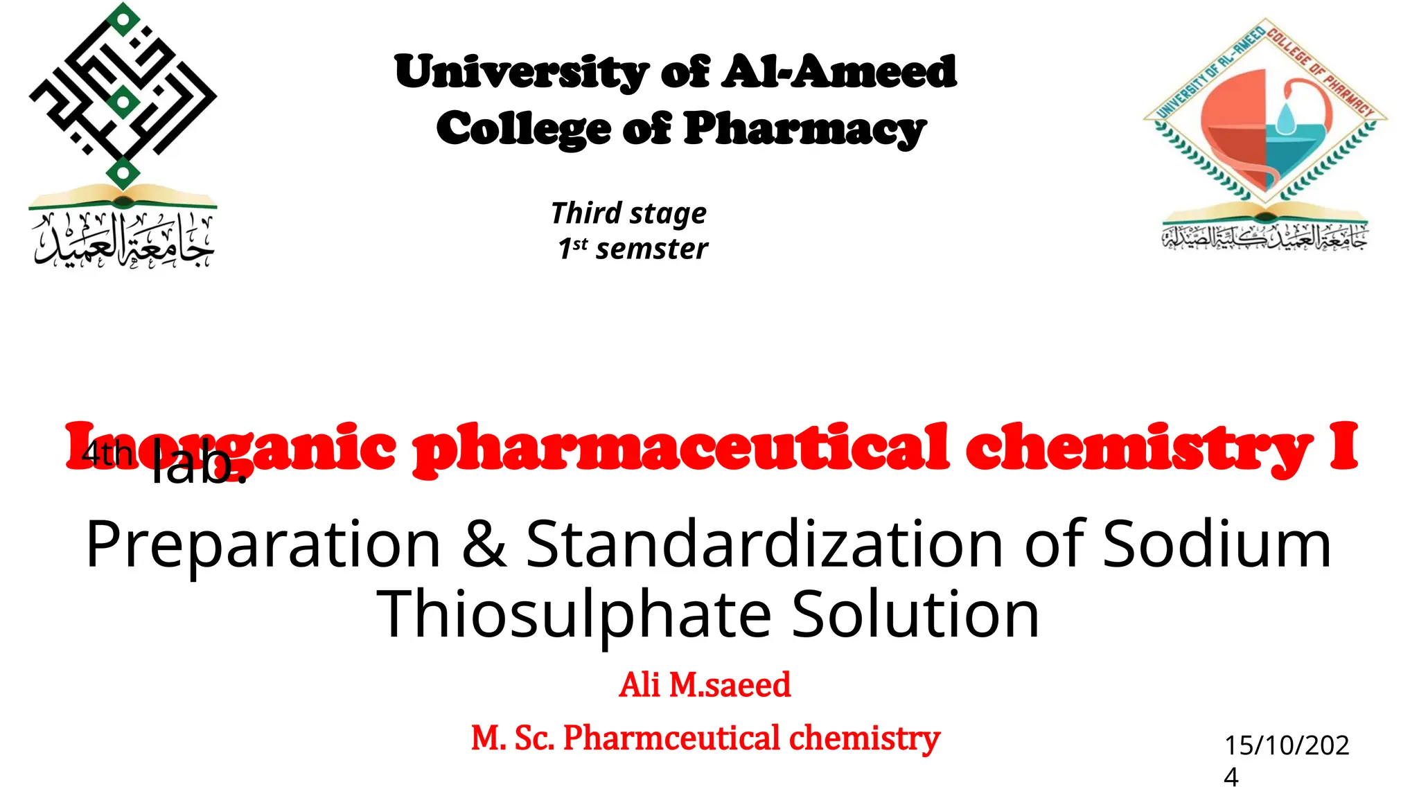 preparation and standardization of sodium thiosulfate.pptx