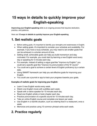15 ways in details to quickly improve your English-speaking | PDF