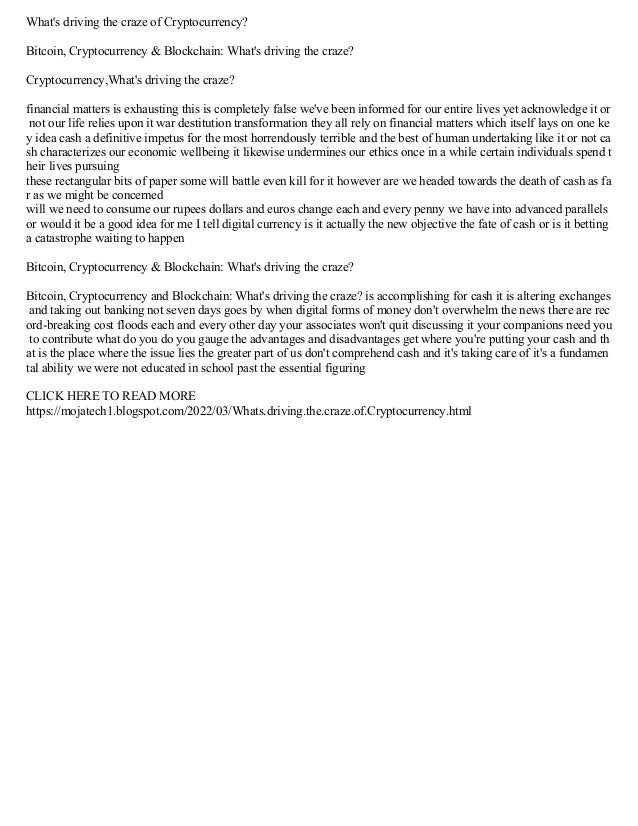 What's driving the craze of Cryptocurrency? | PDF