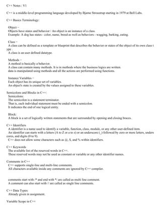 C++ version 1 | PDF | Programming Languages | Computing