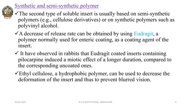 SODI(Soluble Ocular Drug Insert).pptx | Eye and Vision Conditions ...