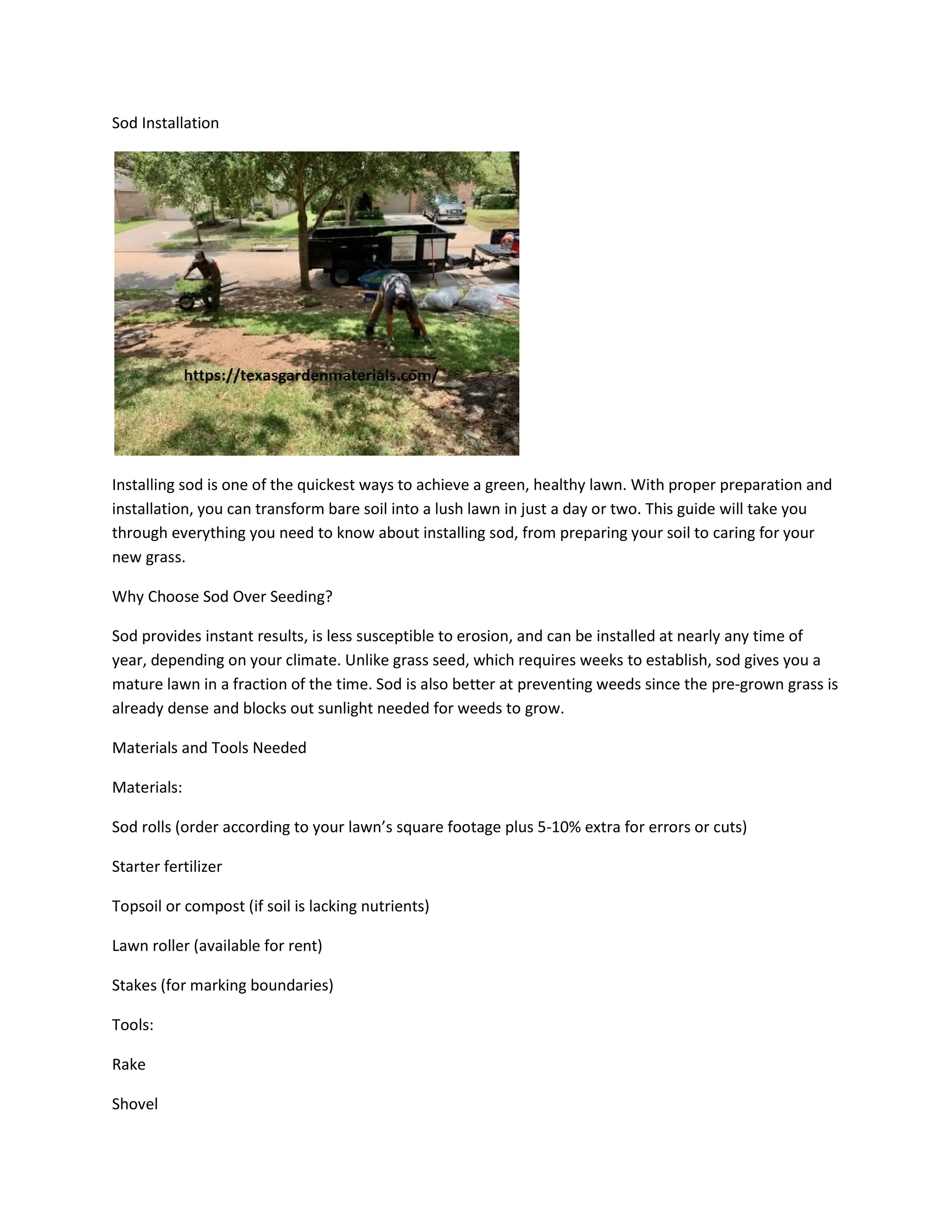 sod installation, quickest ways to achieve a green, healthy lawn | PDF