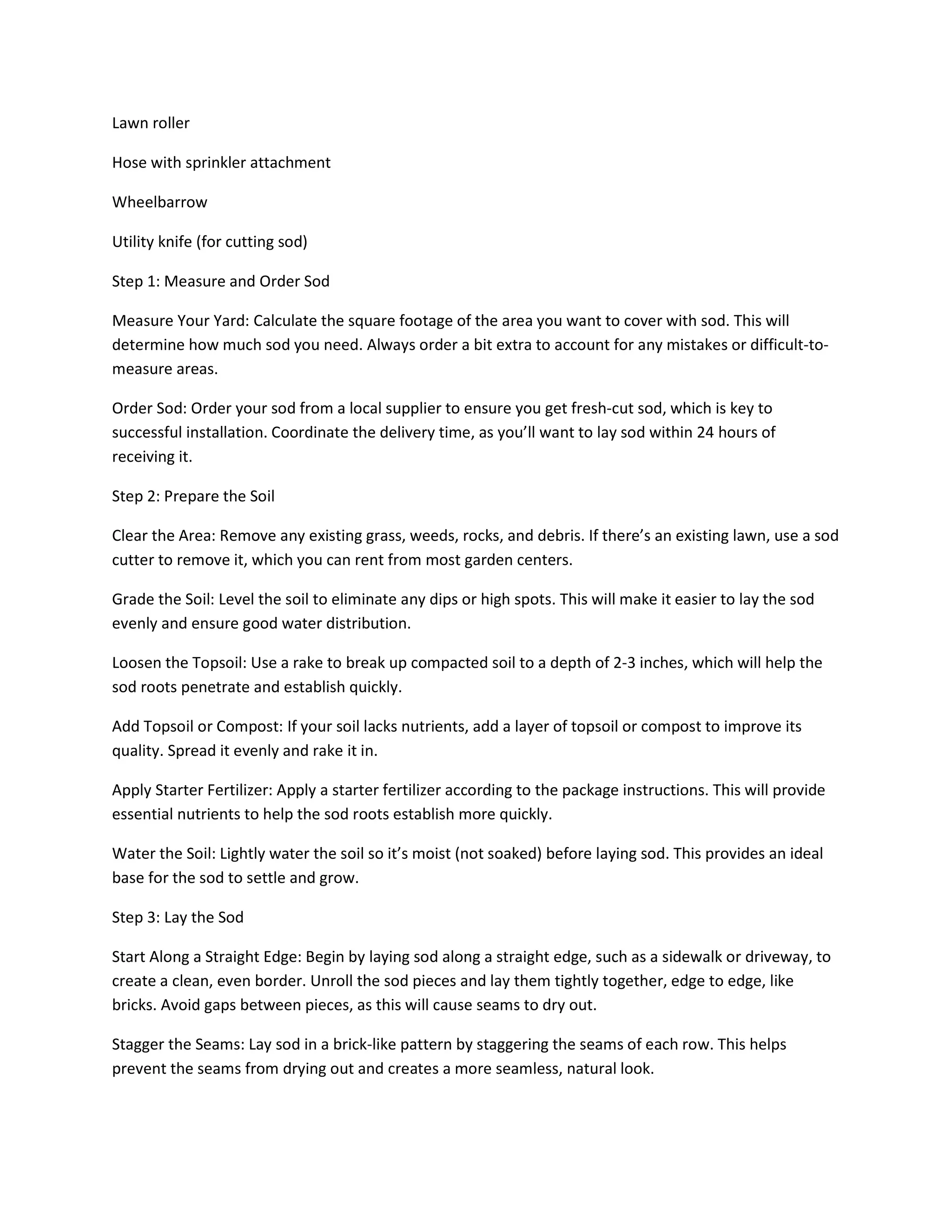 sod installation, quickest ways to achieve a green, healthy lawn | PDF