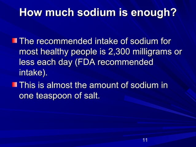 Sodium | PPT | Nutrition | Healthy Living