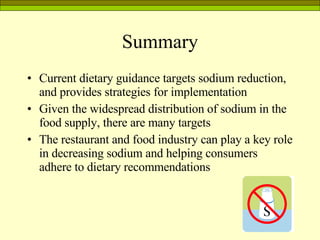 Sodium and the Dietary Guidelines | PPT