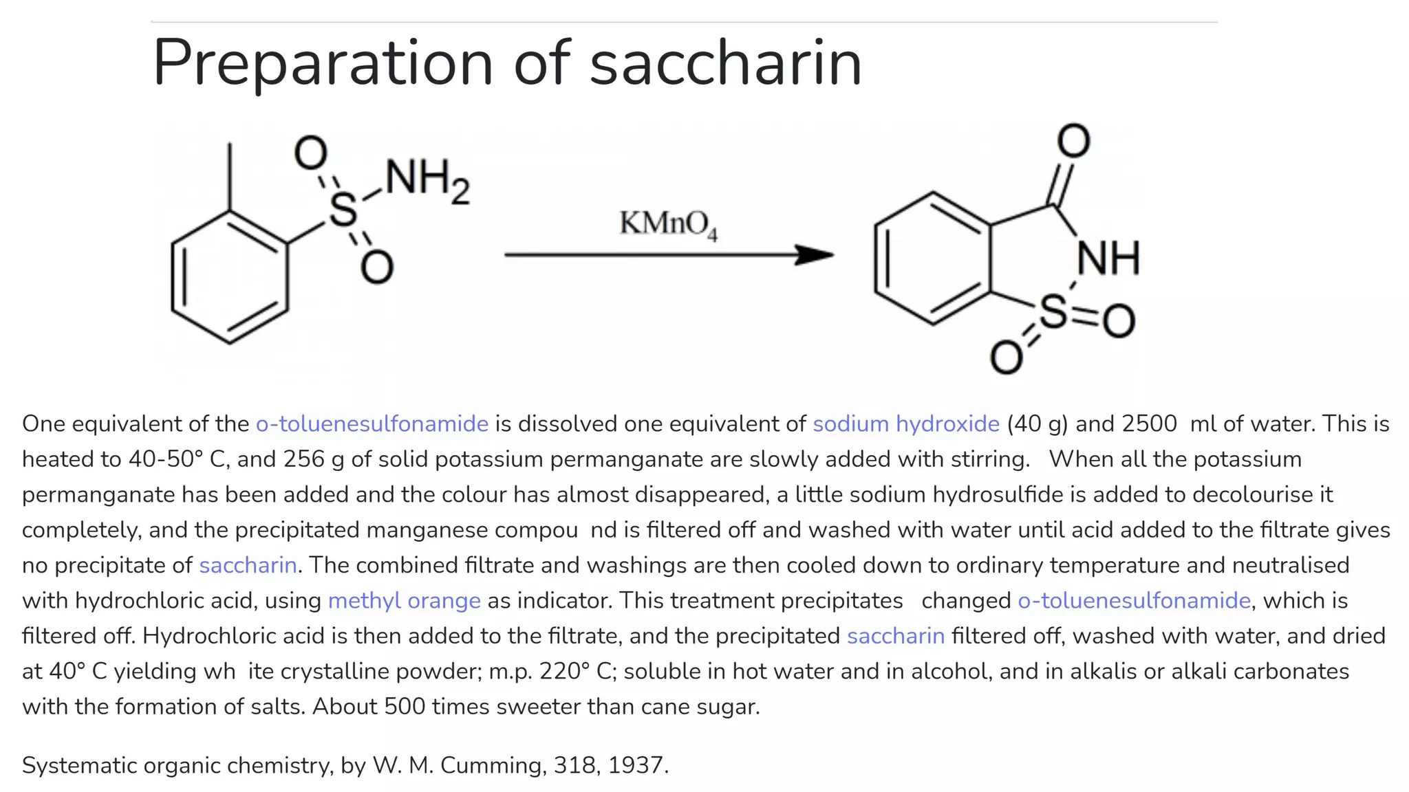 Sodium saccharin - technology sources, project feasibility | PPT