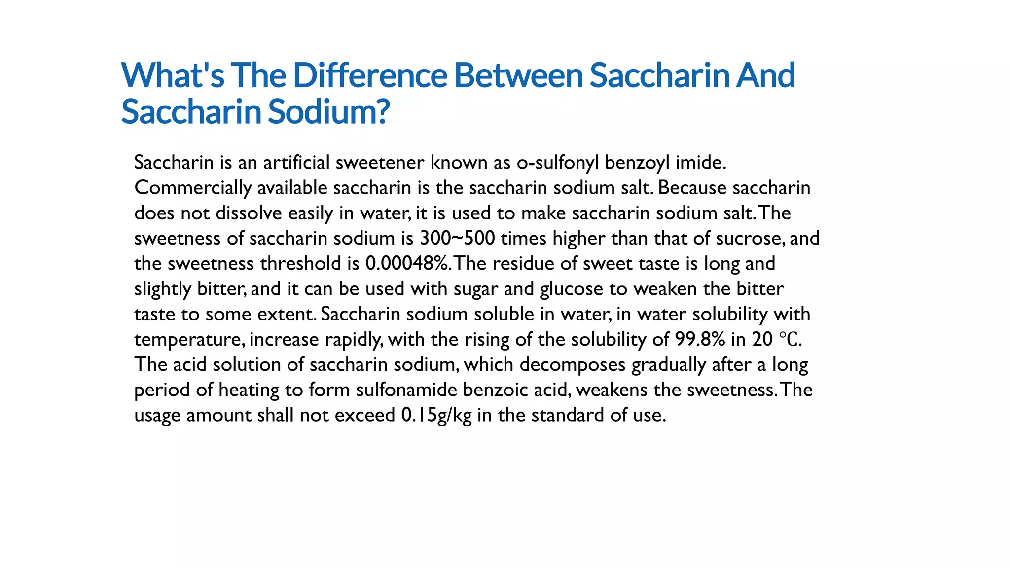 Sodium saccharin - technology sources, project feasibility | PPT