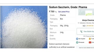 Sodium saccharin - technology sources, project feasibility | PPT