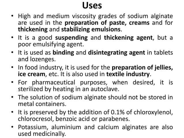 Sodium Alginate - A marine Source Purified Carbohydrates | PPT