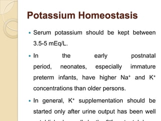 Sodium and Potassium Homeostasis in Neonates | PPTX
