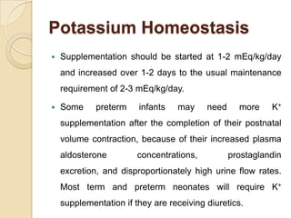 Sodium and Potassium Homeostasis in Neonates | PPTX