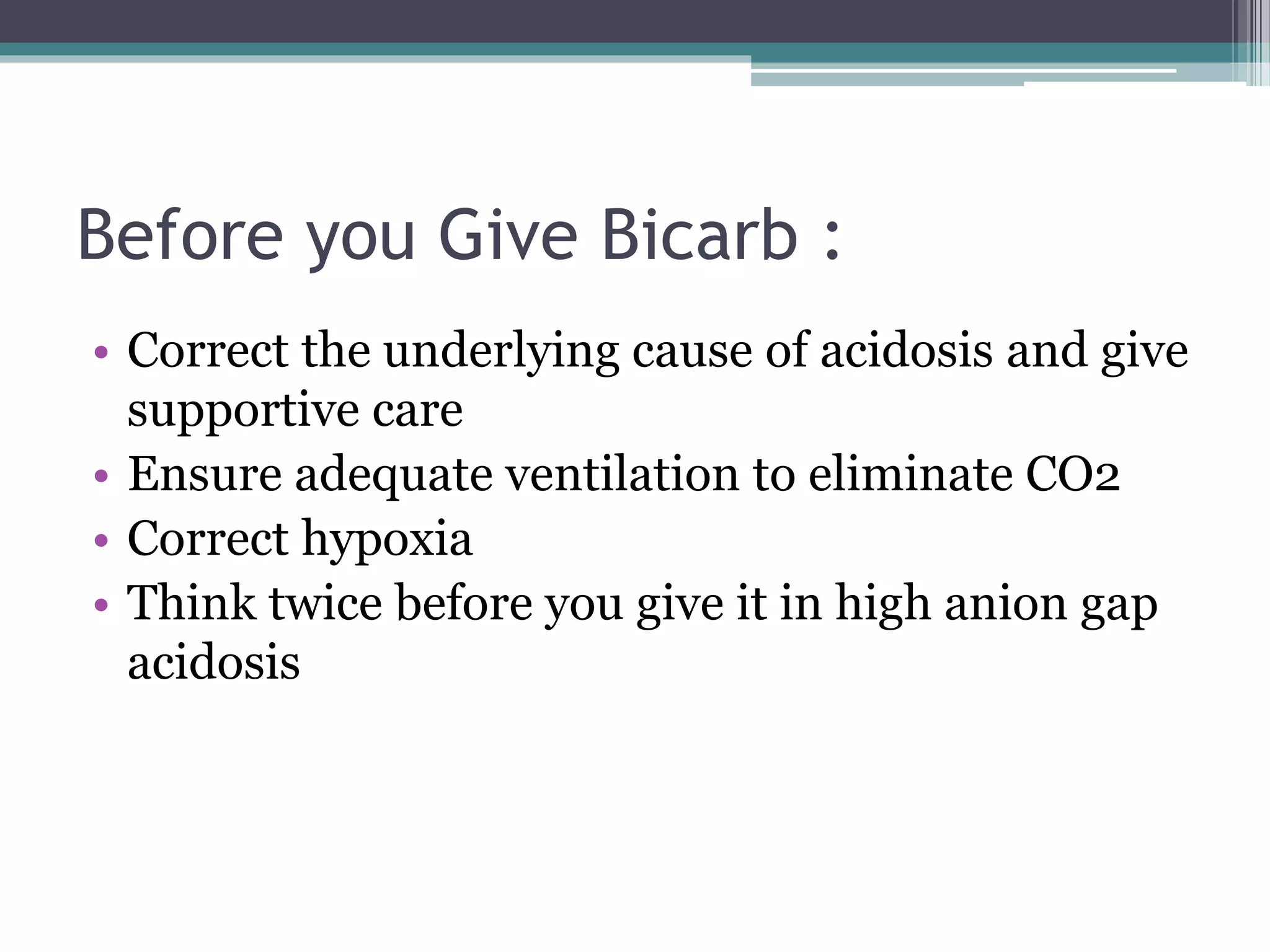 Sodium bicarbonate in acidosis | PPTX