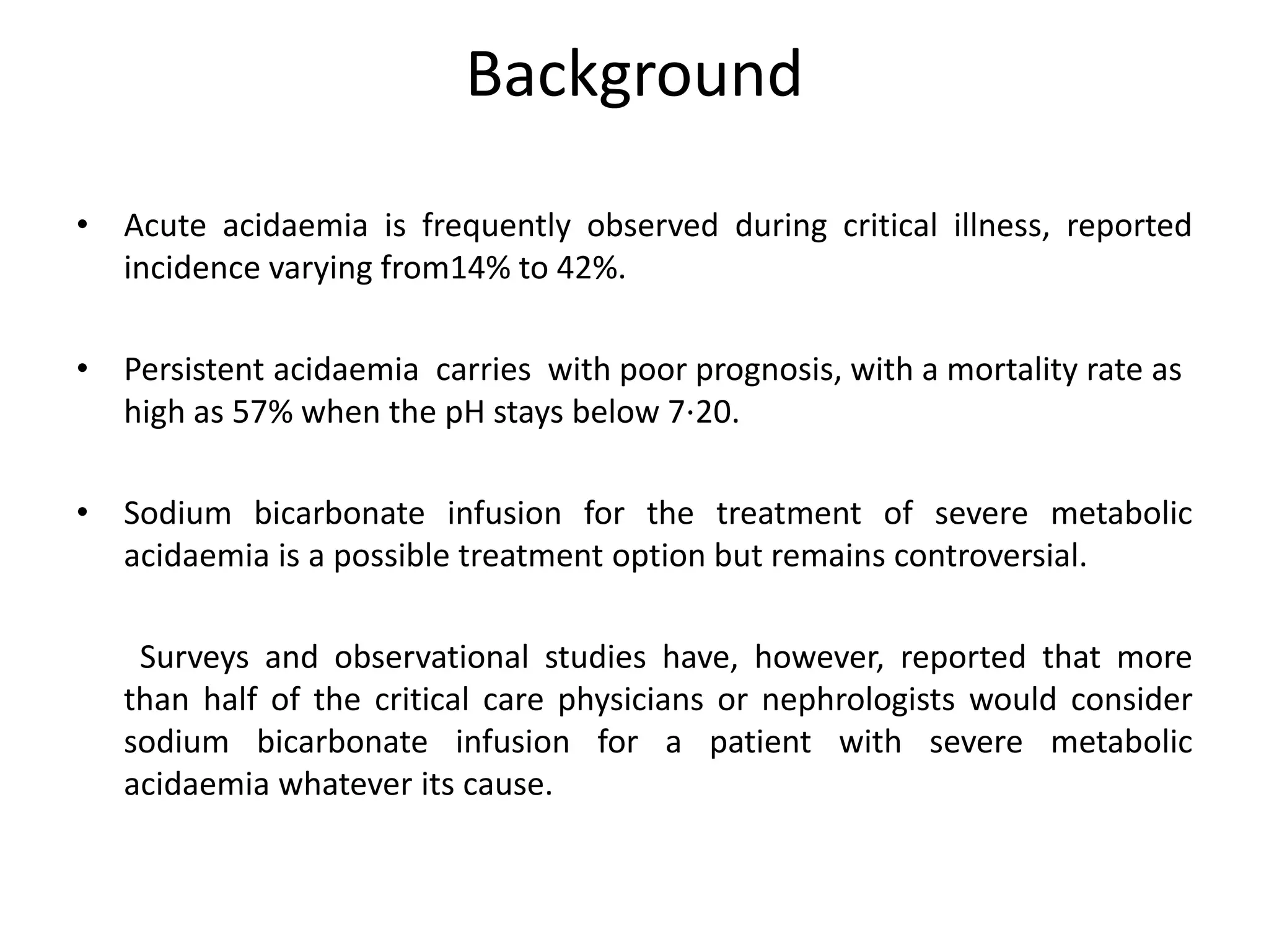 Sodium bicarbonate therapy for patients with severe metabolic | PPTX