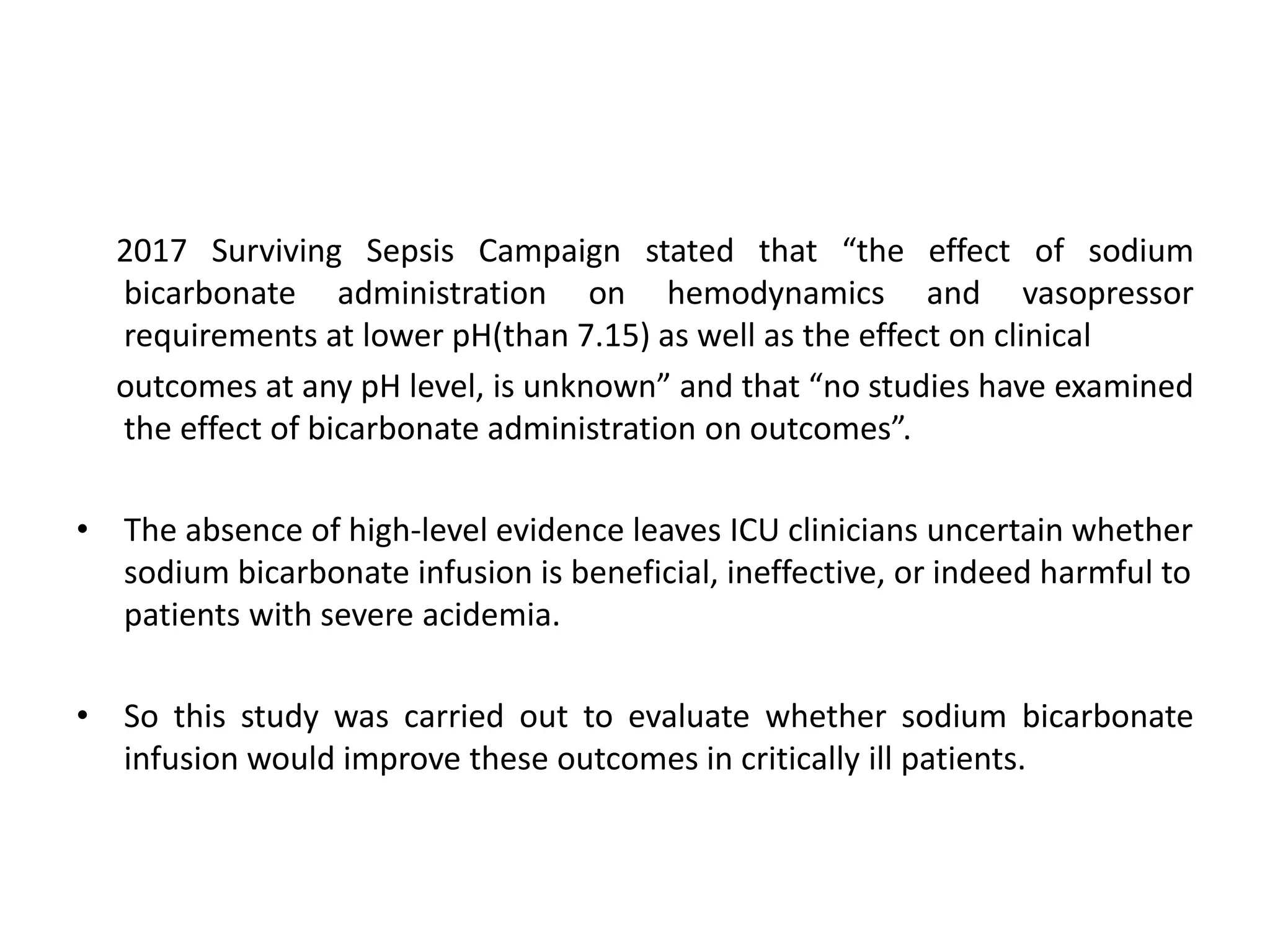 Sodium bicarbonate therapy for patients with severe metabolic | PPTX