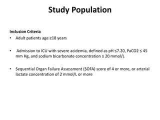 Sodium bicarbonate therapy for patients with severe metabolic | PPTX