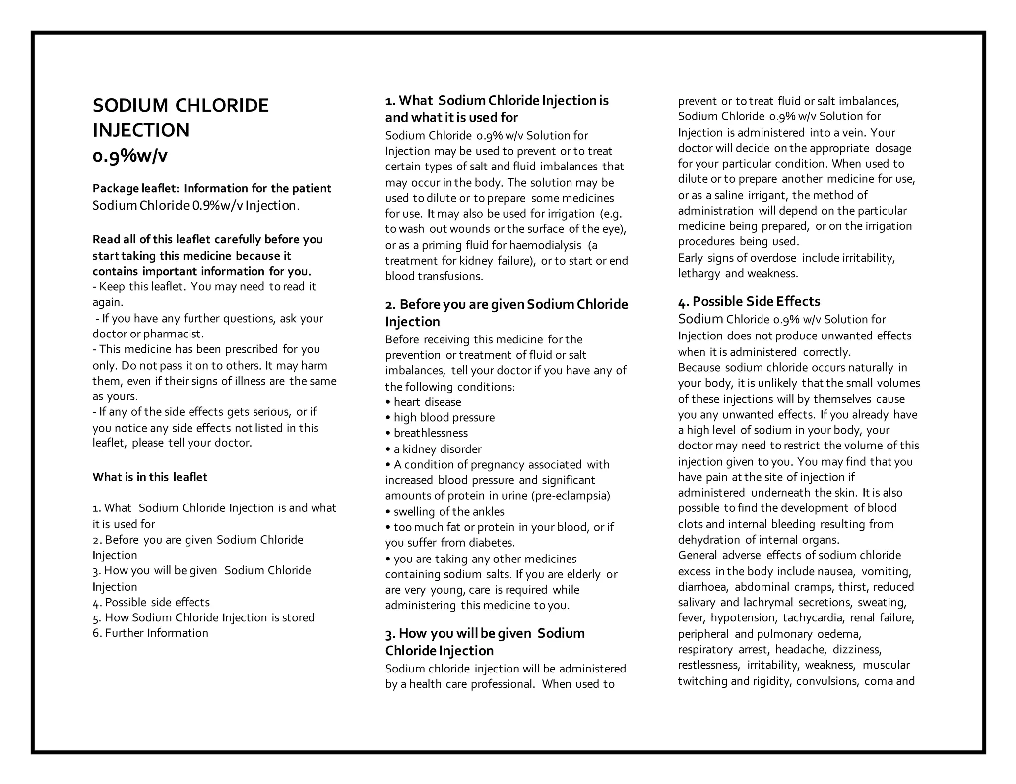 Sodium chloride 0.9%w by v injection pil, taj pharmaceuticals. | DOCX